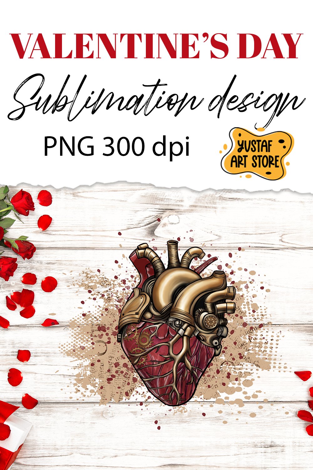 Anatomical heart sublimation. Steampunk Heart sublimation
