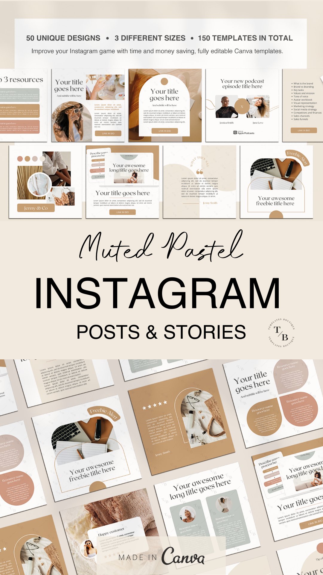 Instagram Posts and Stories, editable Canva templates