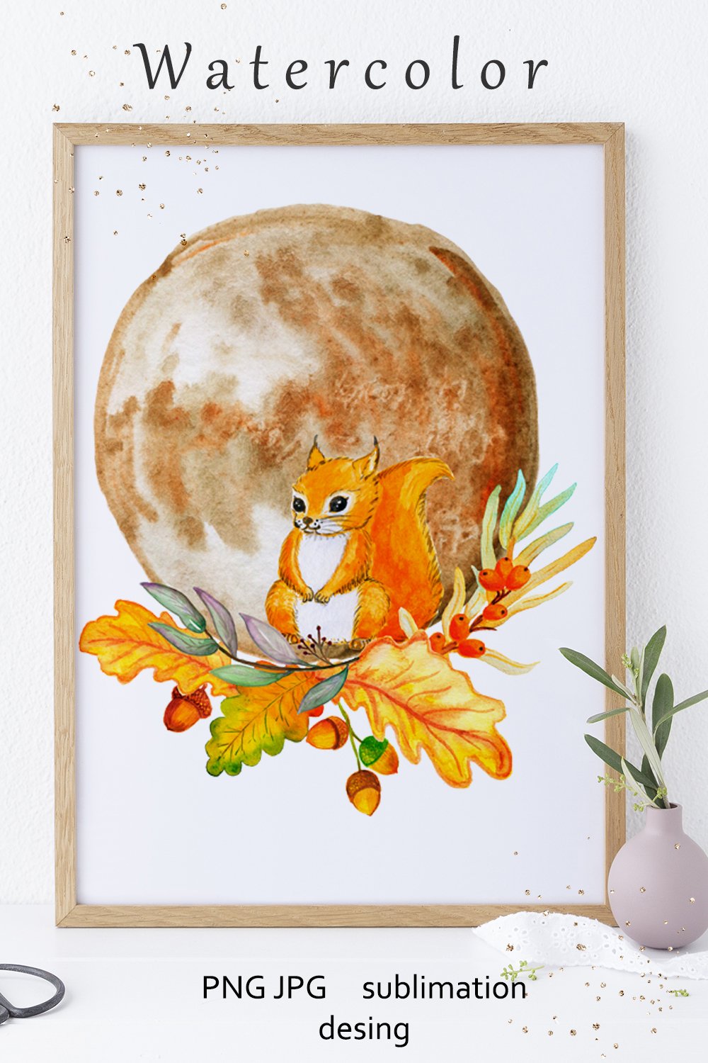 Watercolor sublimation Animals Gute Squirrel print (2092352)
