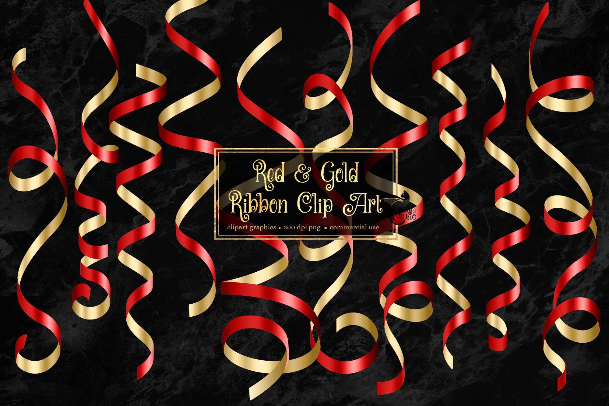 Red and Gold Ribbon Clipart