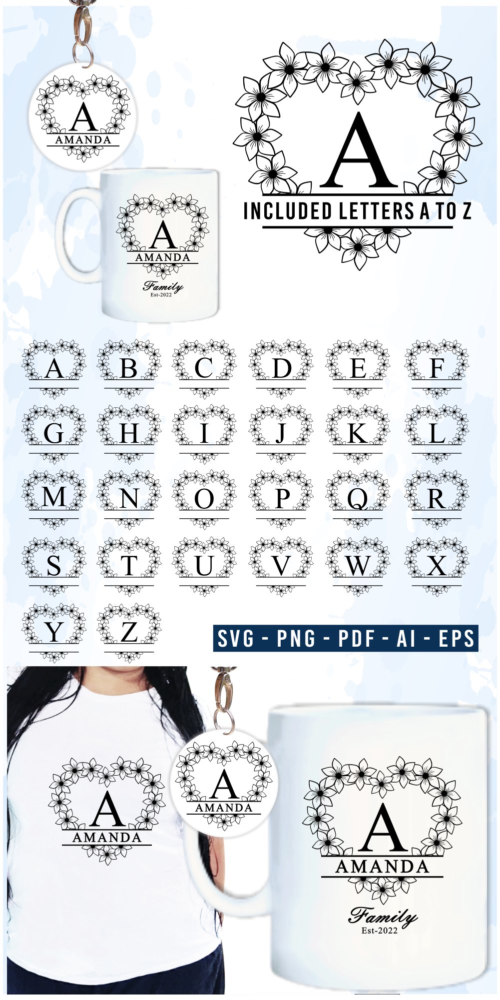 Heart Split Monogram, Valentines Day Svg, Valentine Mug