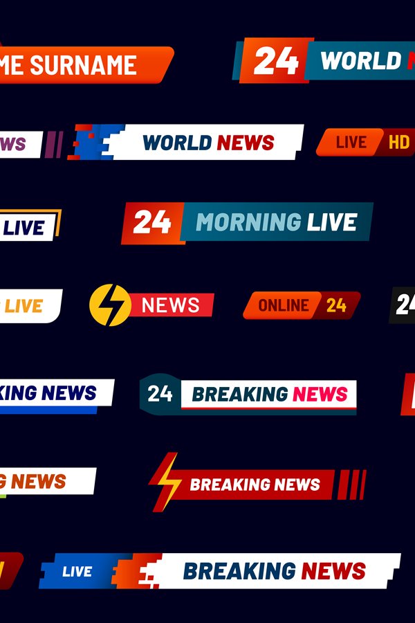 Tv news bar. Television broadcast banner. Vector set
