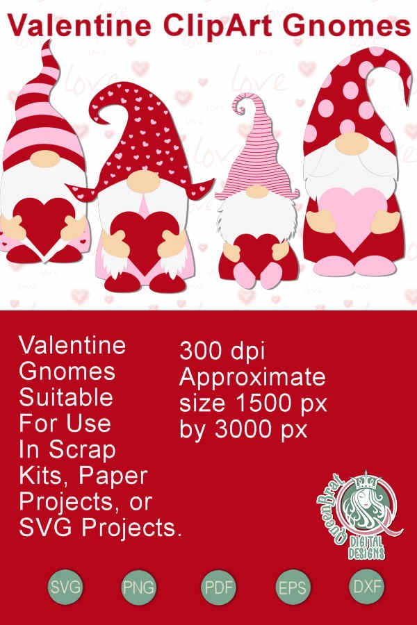Valentine ClipArt Gnomes SVG Bundle