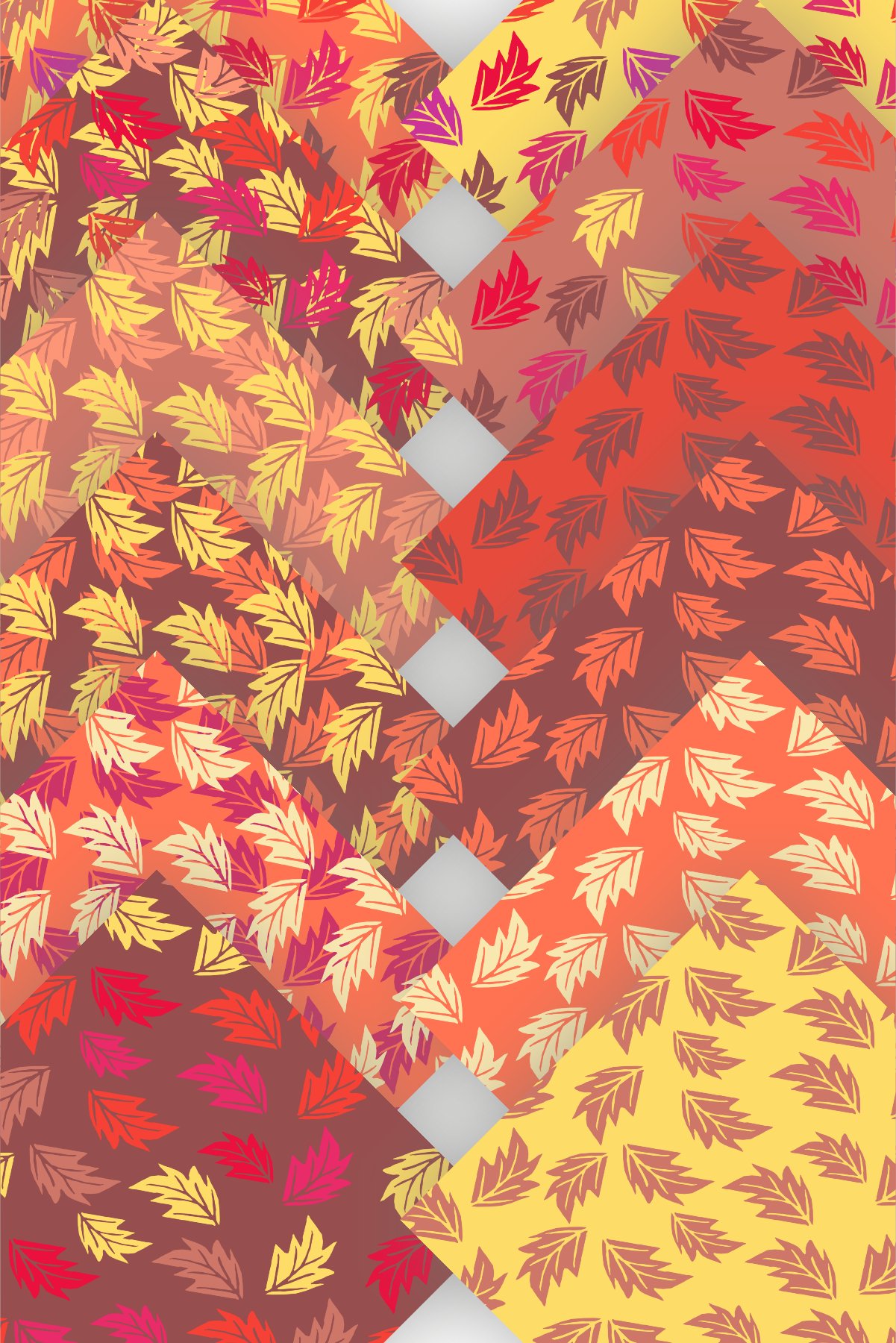 Fall Leaves Seamless Digital Sublimation Paper Set of 12 PNG