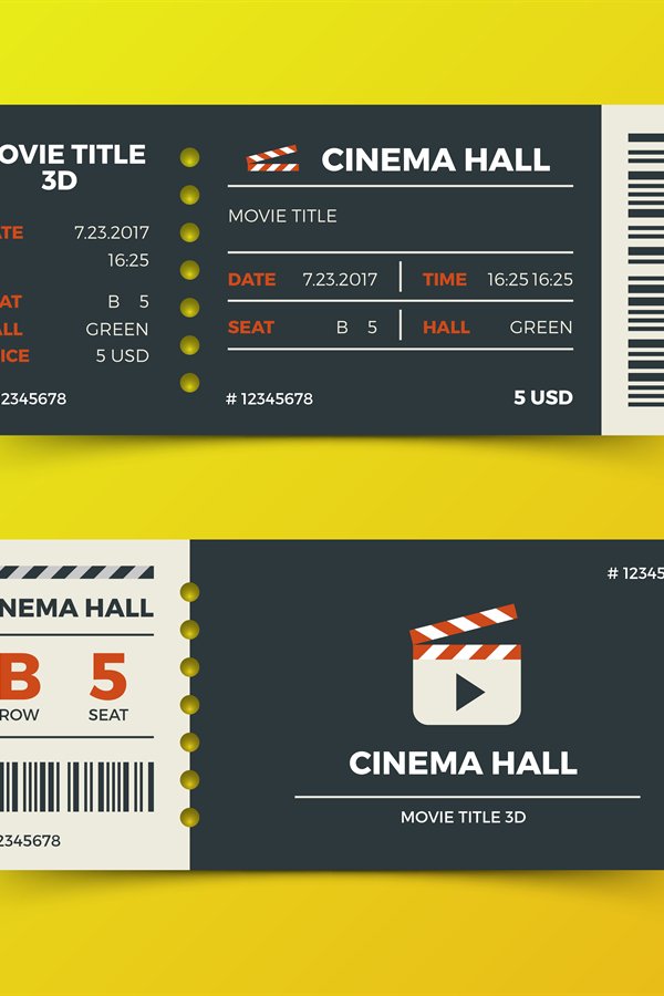 Modern cinema movie tickets vector design
