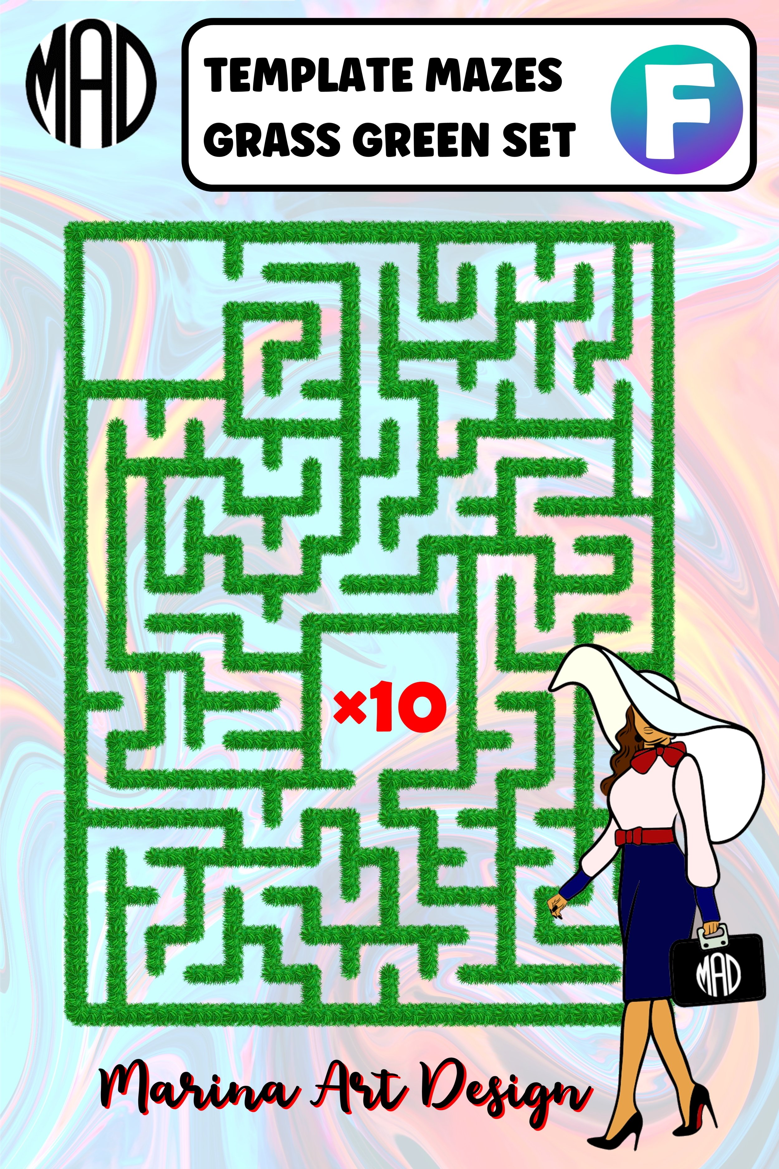 Mix & Match green grass template maze template illustration