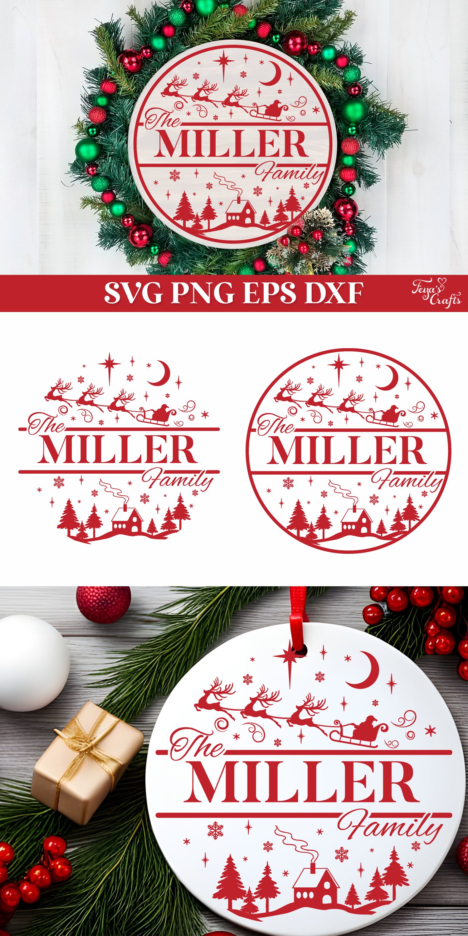 Christmas Family Name Sign SVG Cut File