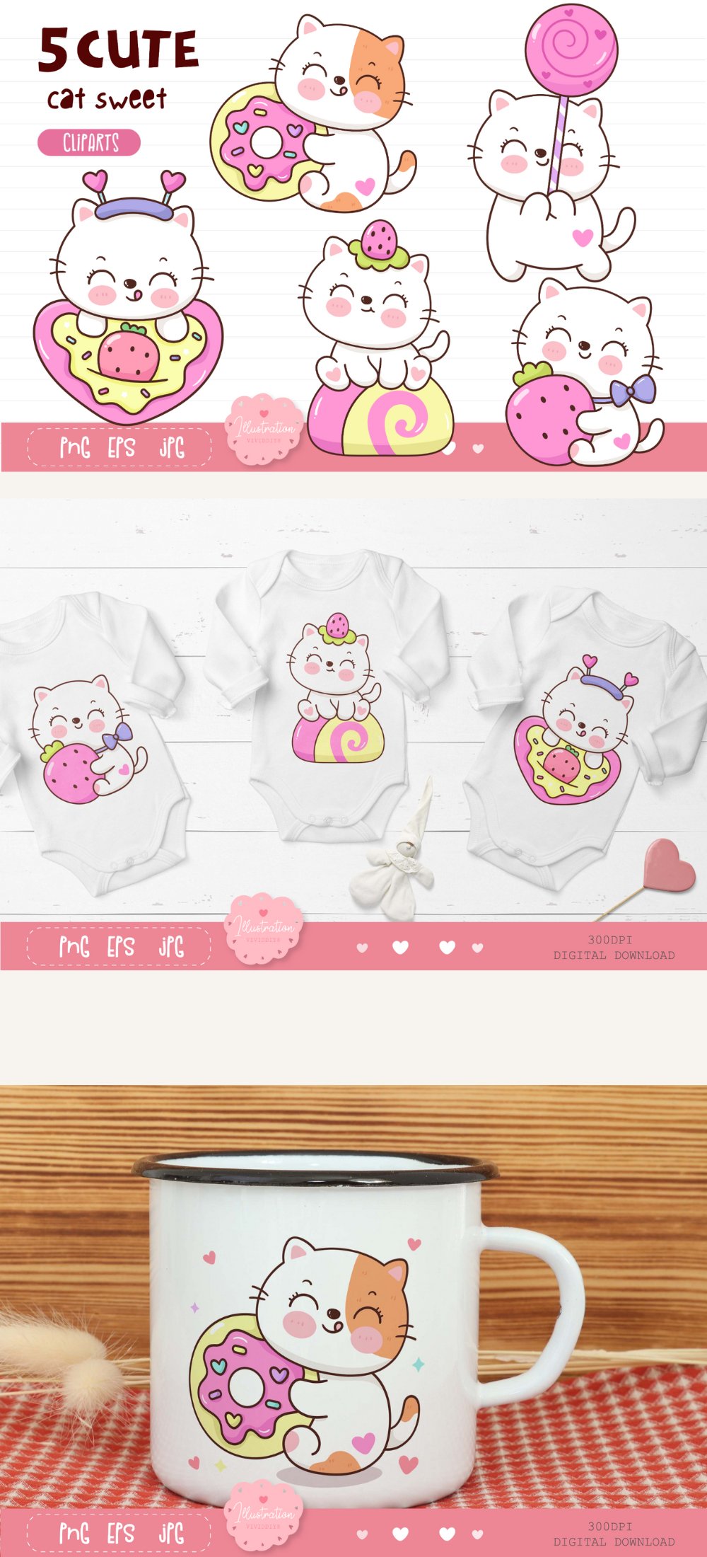 Cute cat spring . Series: Kawaii animals kitten
