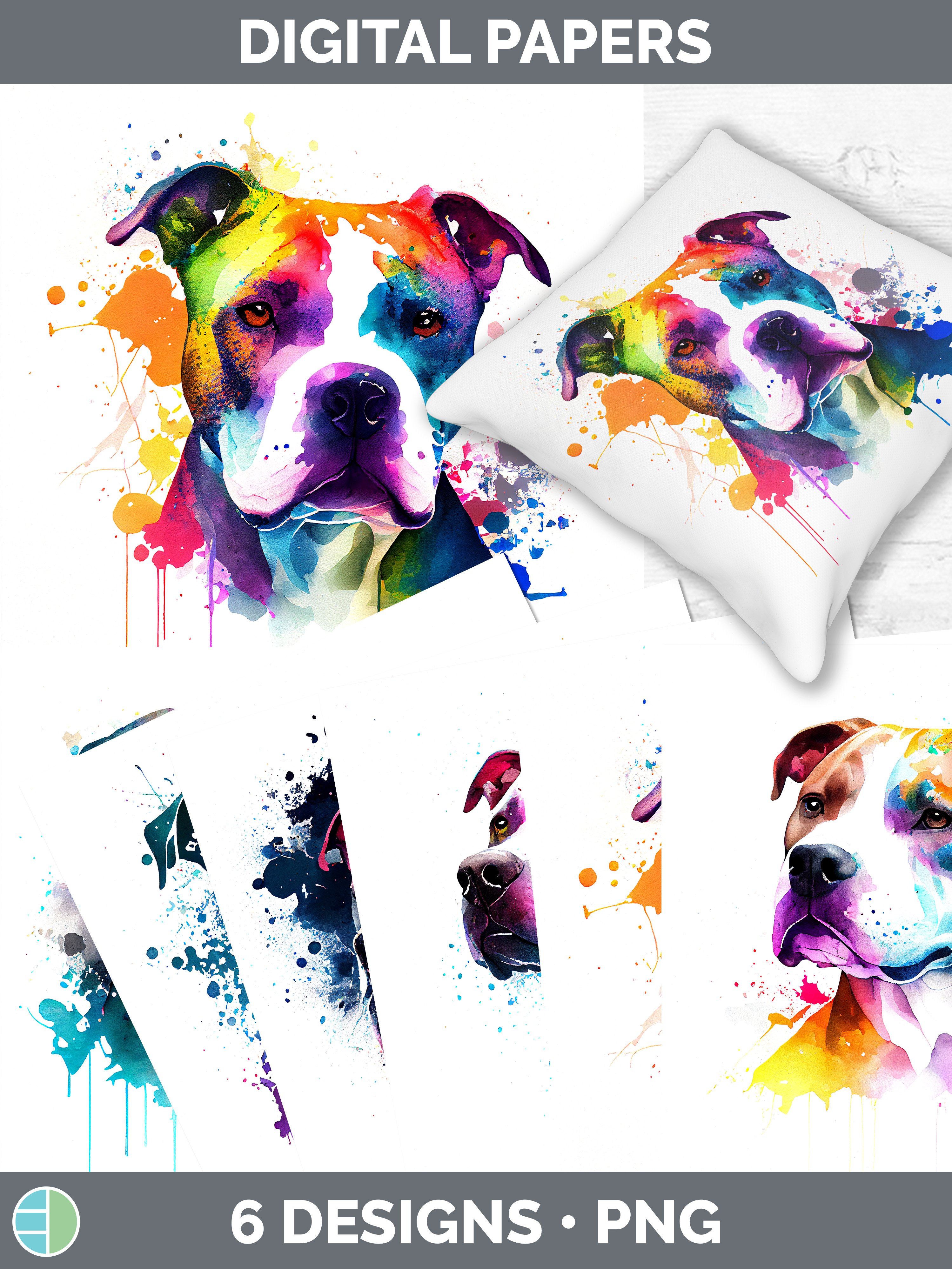 Rainbow American Staffordshire Dog Paper Backgrounds | Digit