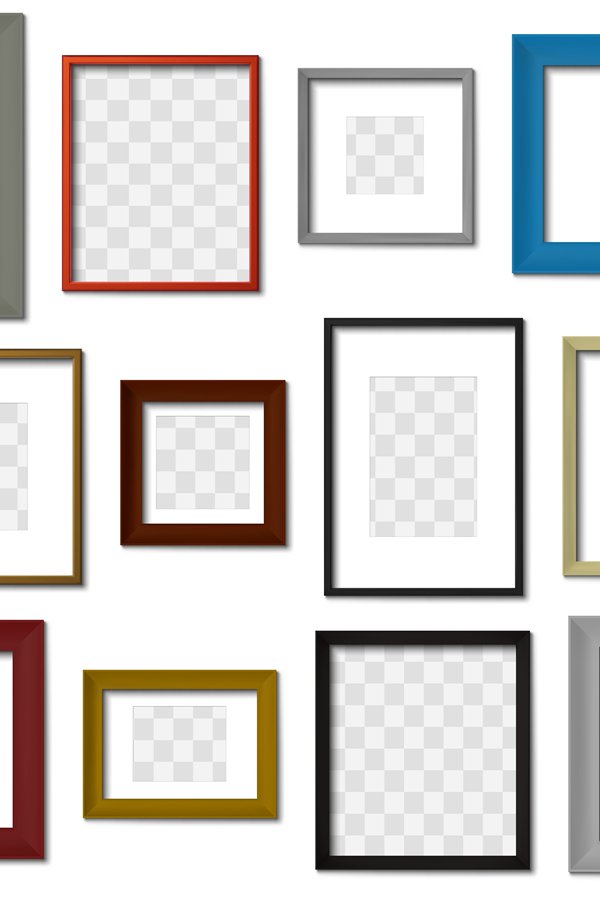 Photo frame. Wall picture different color frames, modern