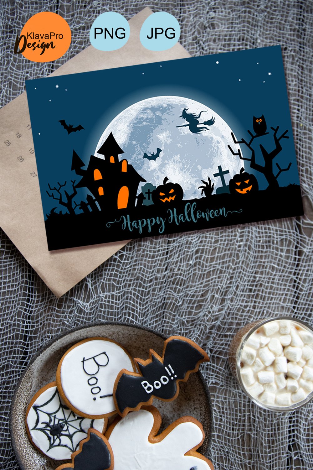 Halloween PNG design for postcard or poster