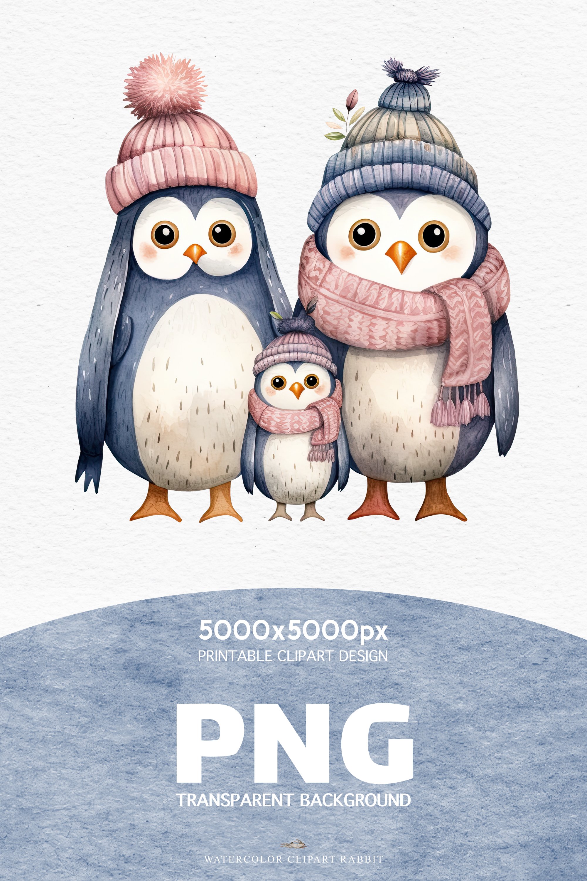 Cute Winter Baby Penguin Crochet Christmas Animals Clipart