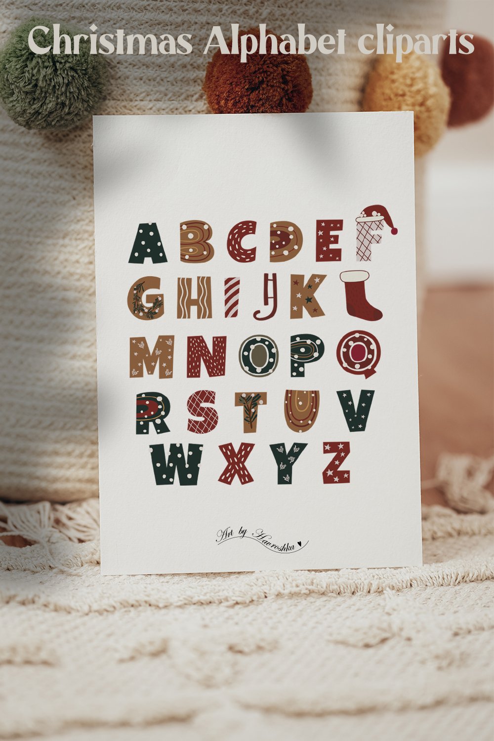 Christmas cute alphabet and numbers cliparts