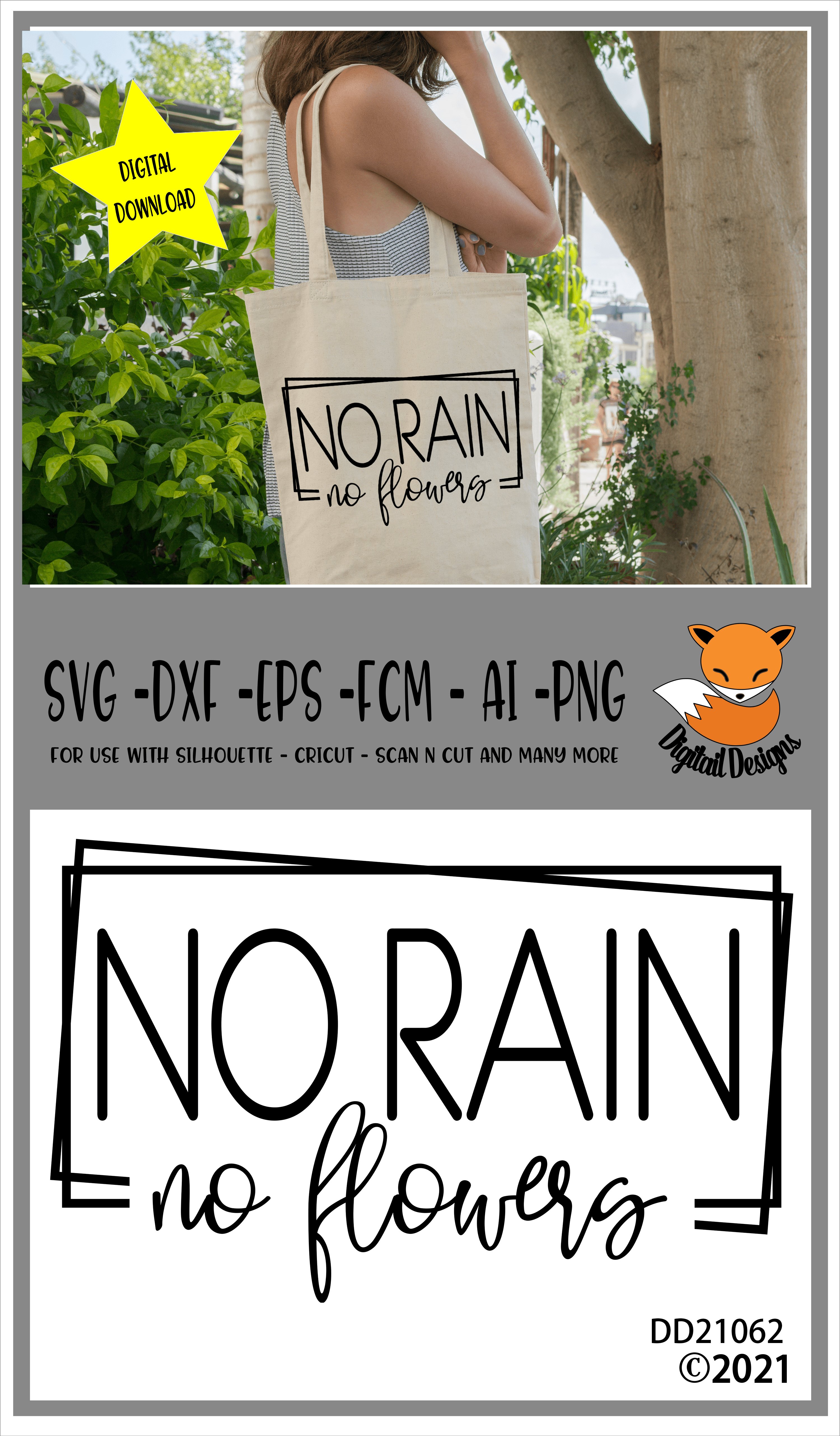 No Rain No Flowers Motivational Inspirational Quote SVG