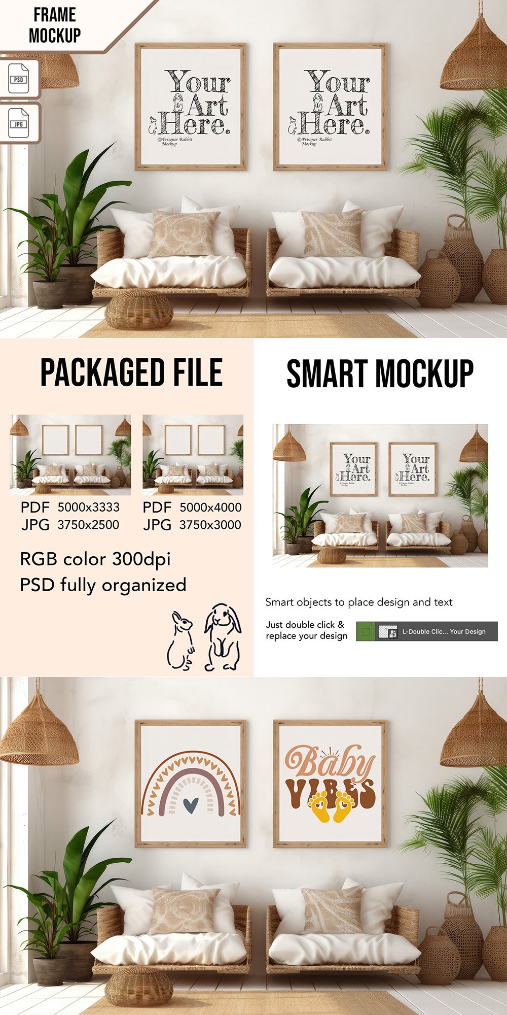 Wooden Frame Smart Mockup PSD & JPG Template (3140972)