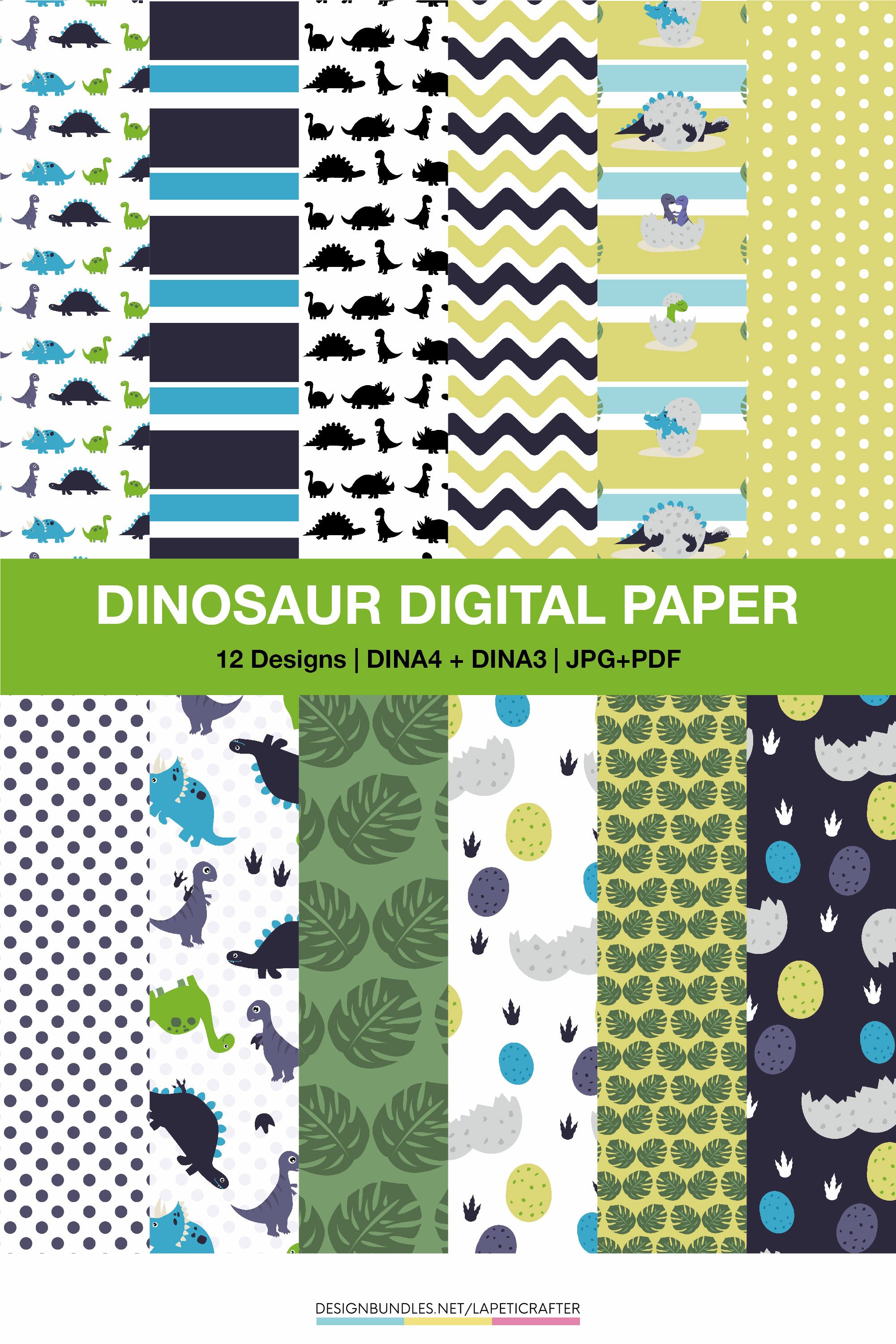 Dinosaur digital paper pack| DinA4 & DinA3 size