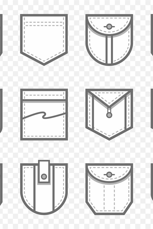 Patch pocket. Uniform clothes pockets patches with seam, pat