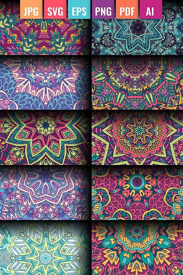 Abstract Boho Festival Mandala Seamless Pattern (1642706)