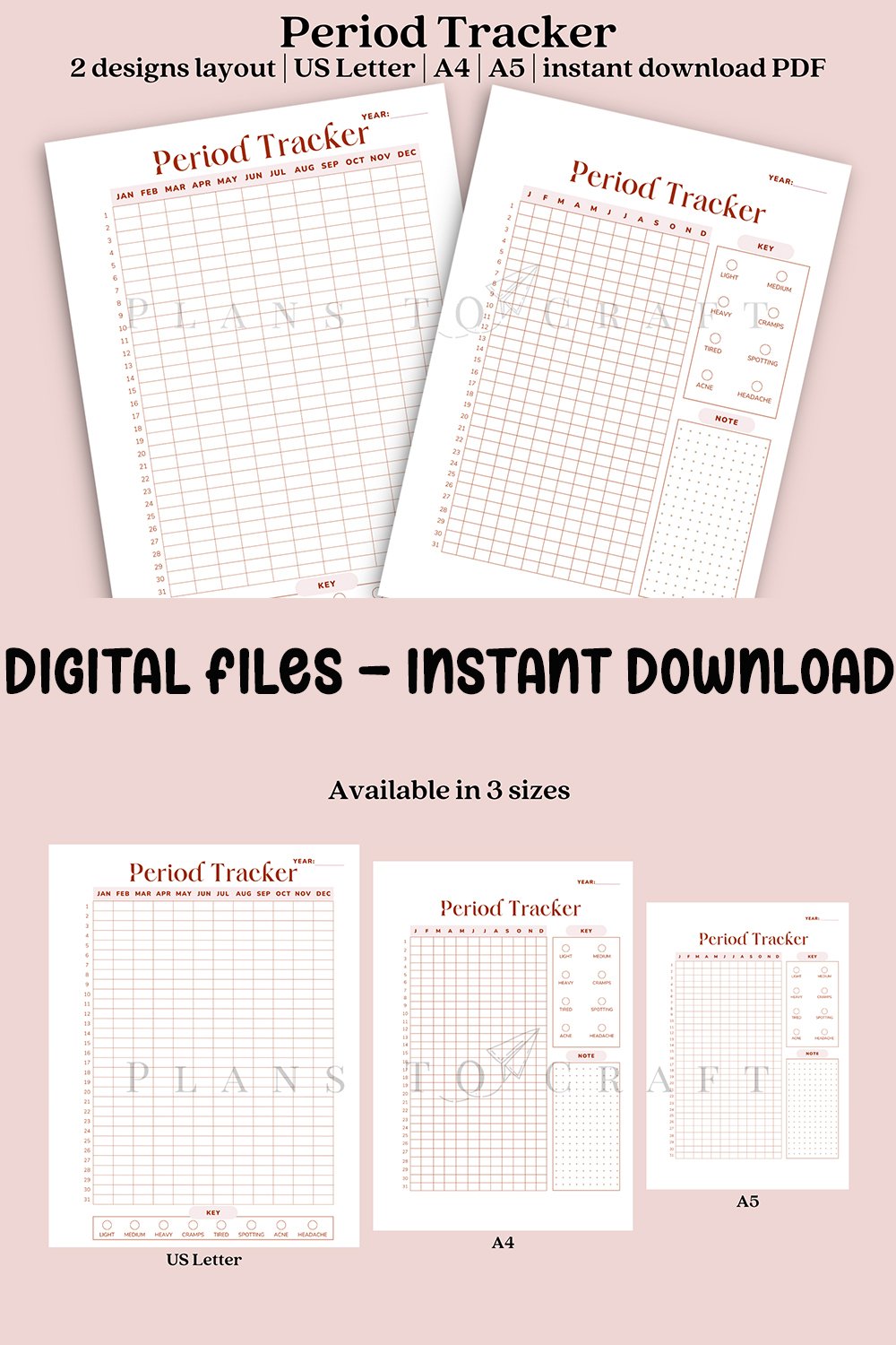 Period tracker printable, menstrual cycle planner
