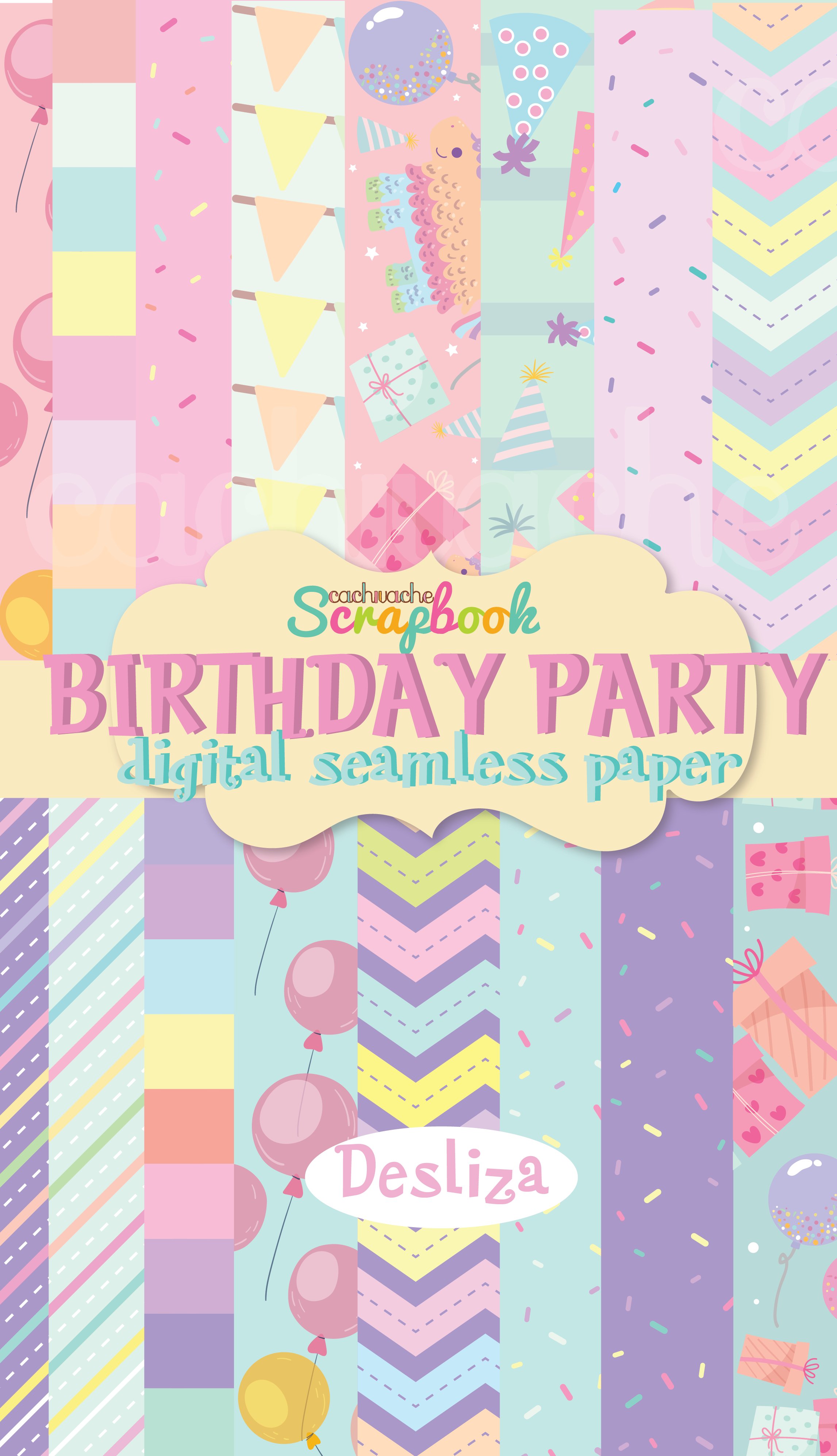 Birthday Party seamless digital paper (1447385)