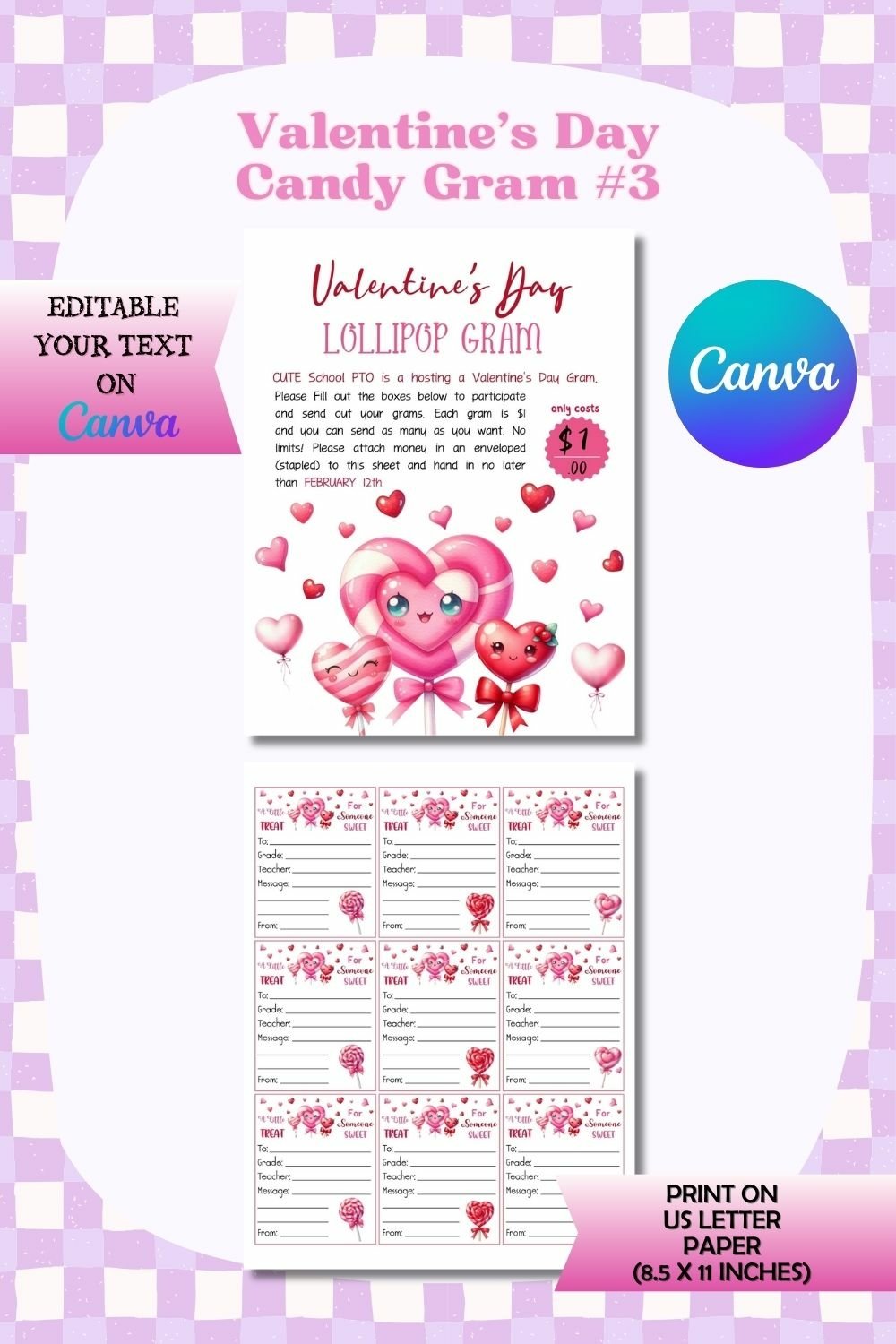 Editable Valentine's Day Candy Gram #3
