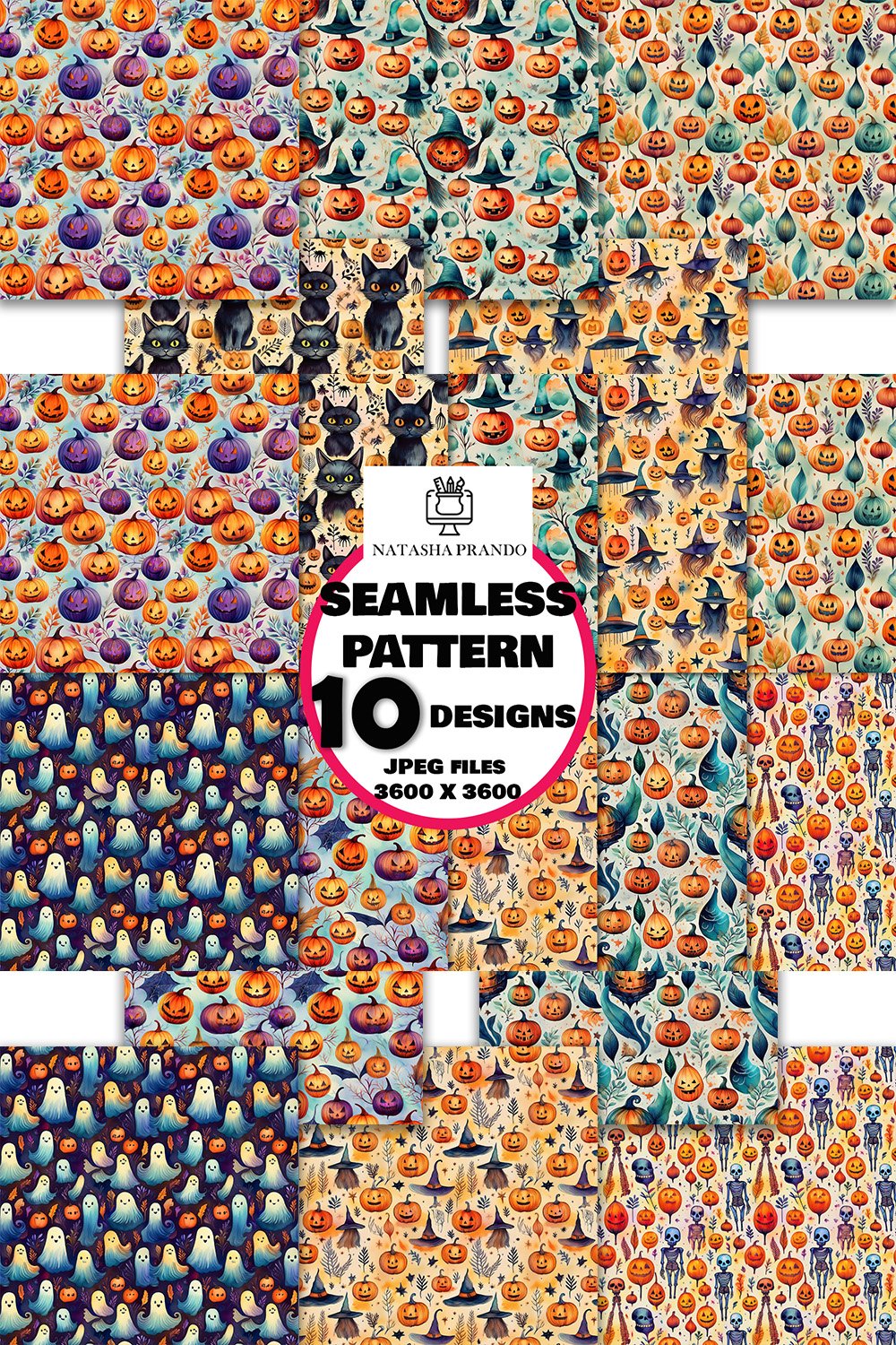 Seamless pattern Halloween Pumpkins Seamless Paper Bundle