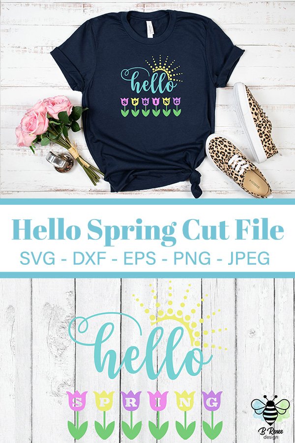 Hello Spring with Tulips SVG | Spring Cut File
