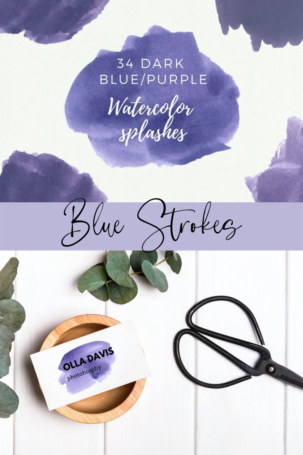 Dark blue Watercolor splash clipart, Blue (2484410)