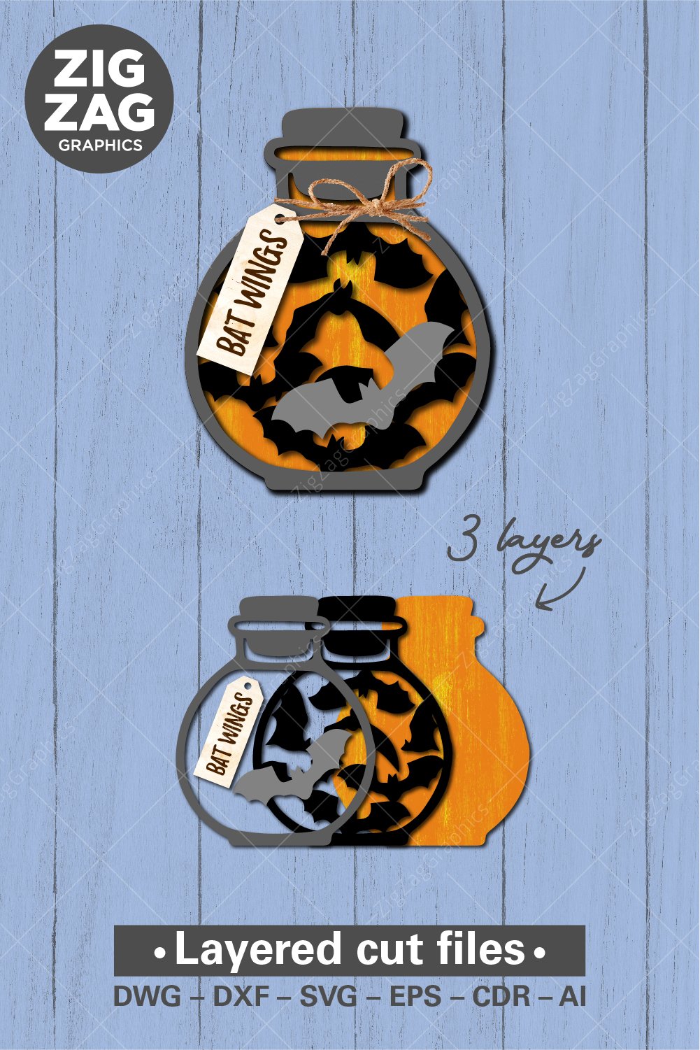 3D layered sign halloween svg cut file