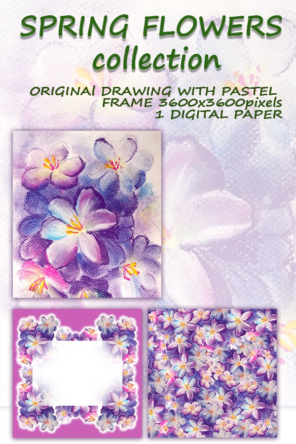 Spring flowers collection. hand drawing with pastel design