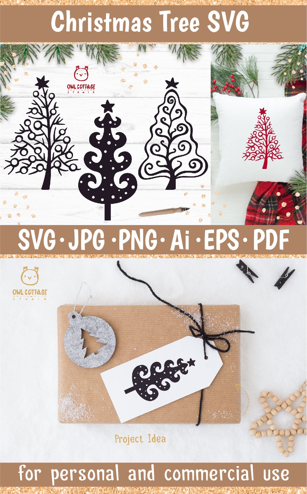 Christmas Tree SVG, Xmas Trees Clip art, Scandinavian style