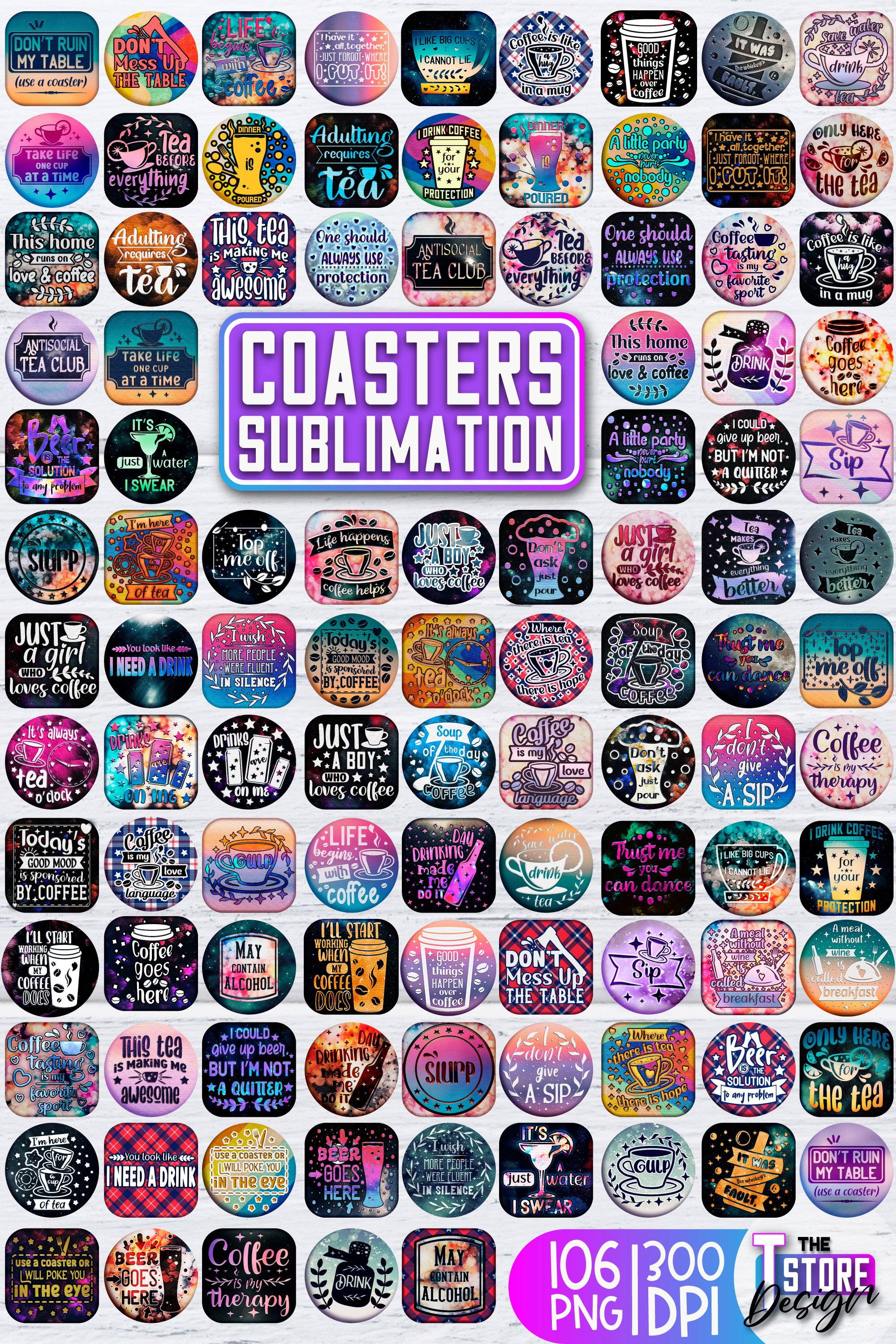 Coasters Sublimation Bundle| Coasters Design (2186306)