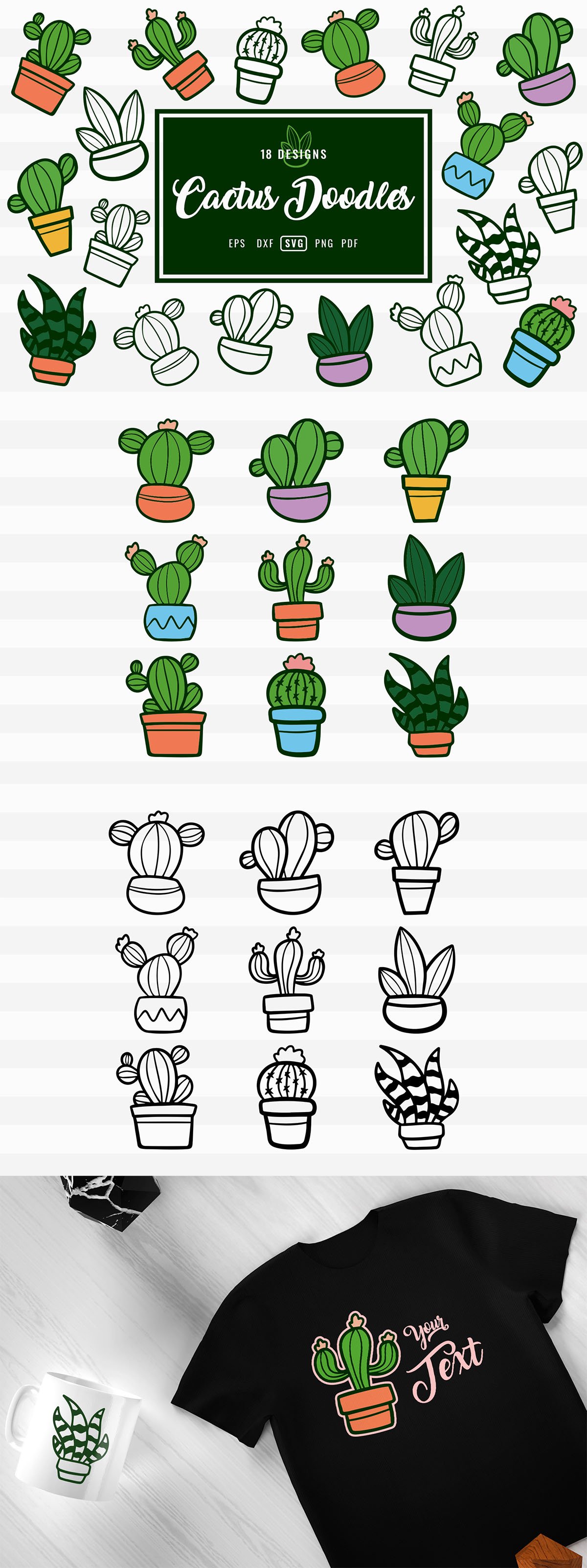 Cactus SVG Bundle House Plant Clipart