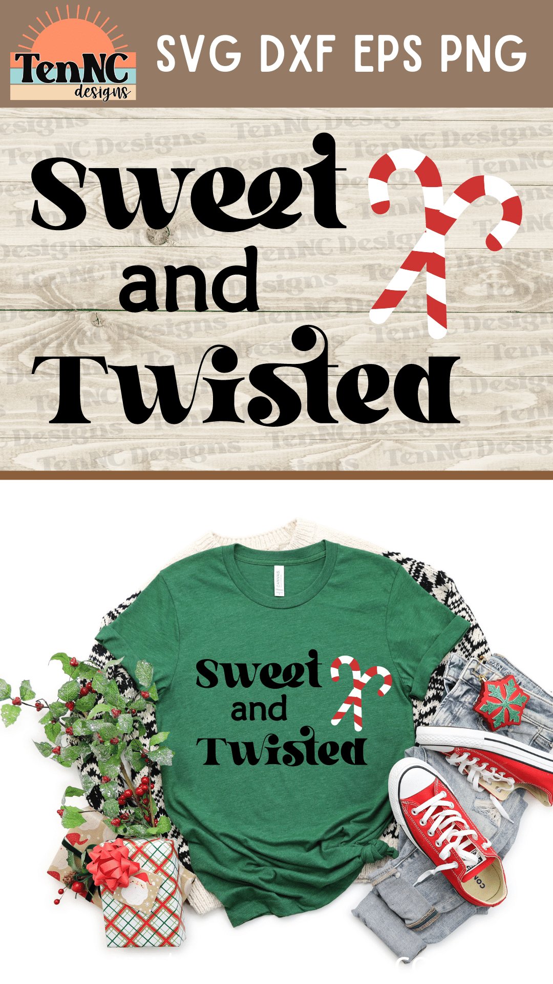 Sweet and Twisted Candy Cane SVG file