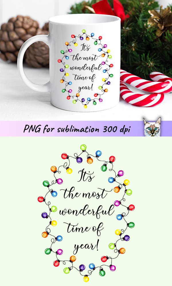 Christmas lights sublimation design (1028230)