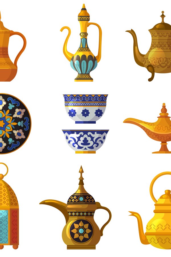 Old arabic heritage. Traditional cultural decorated pottery