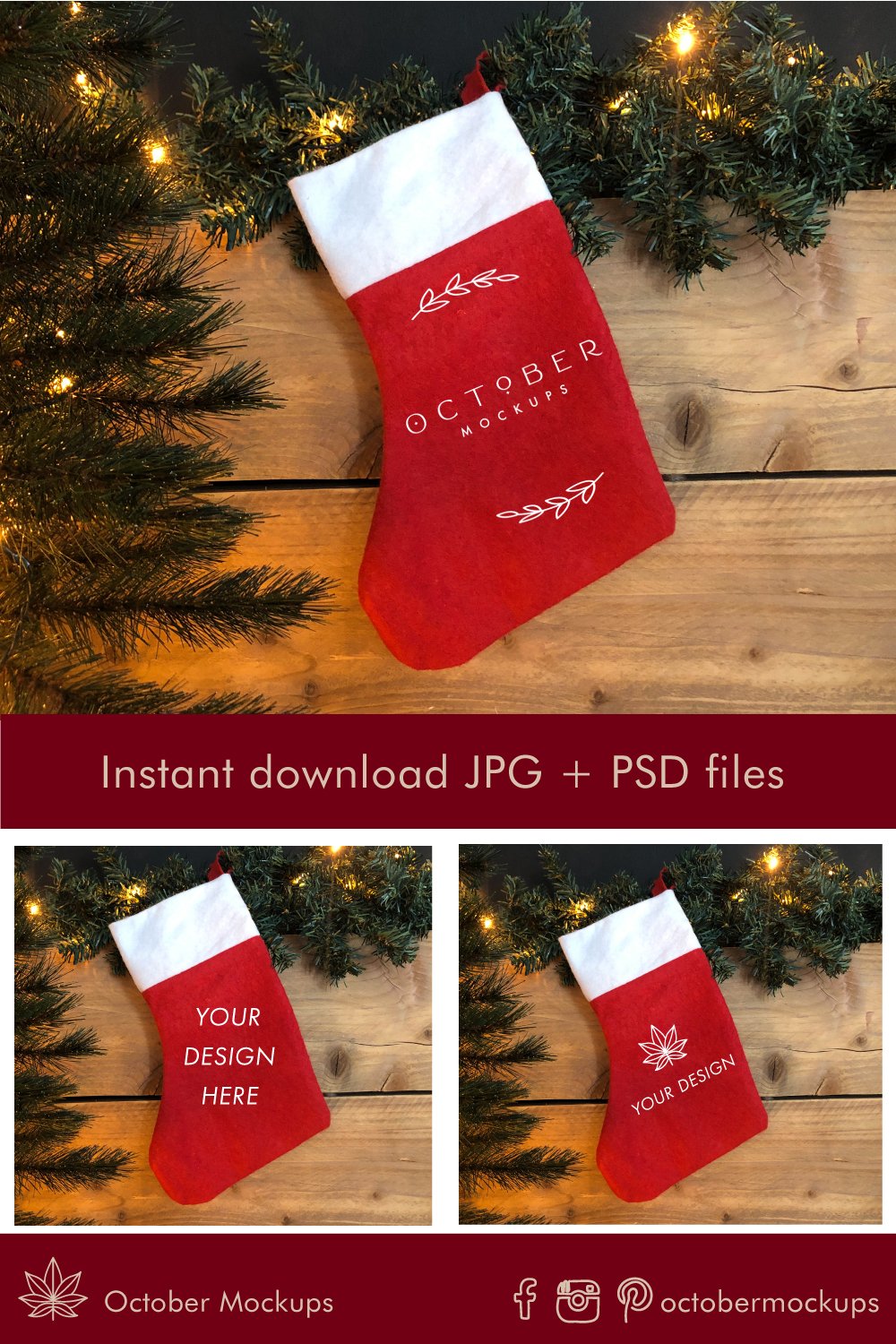 Christmas Stocking Mockup | Christmas decoration mockup