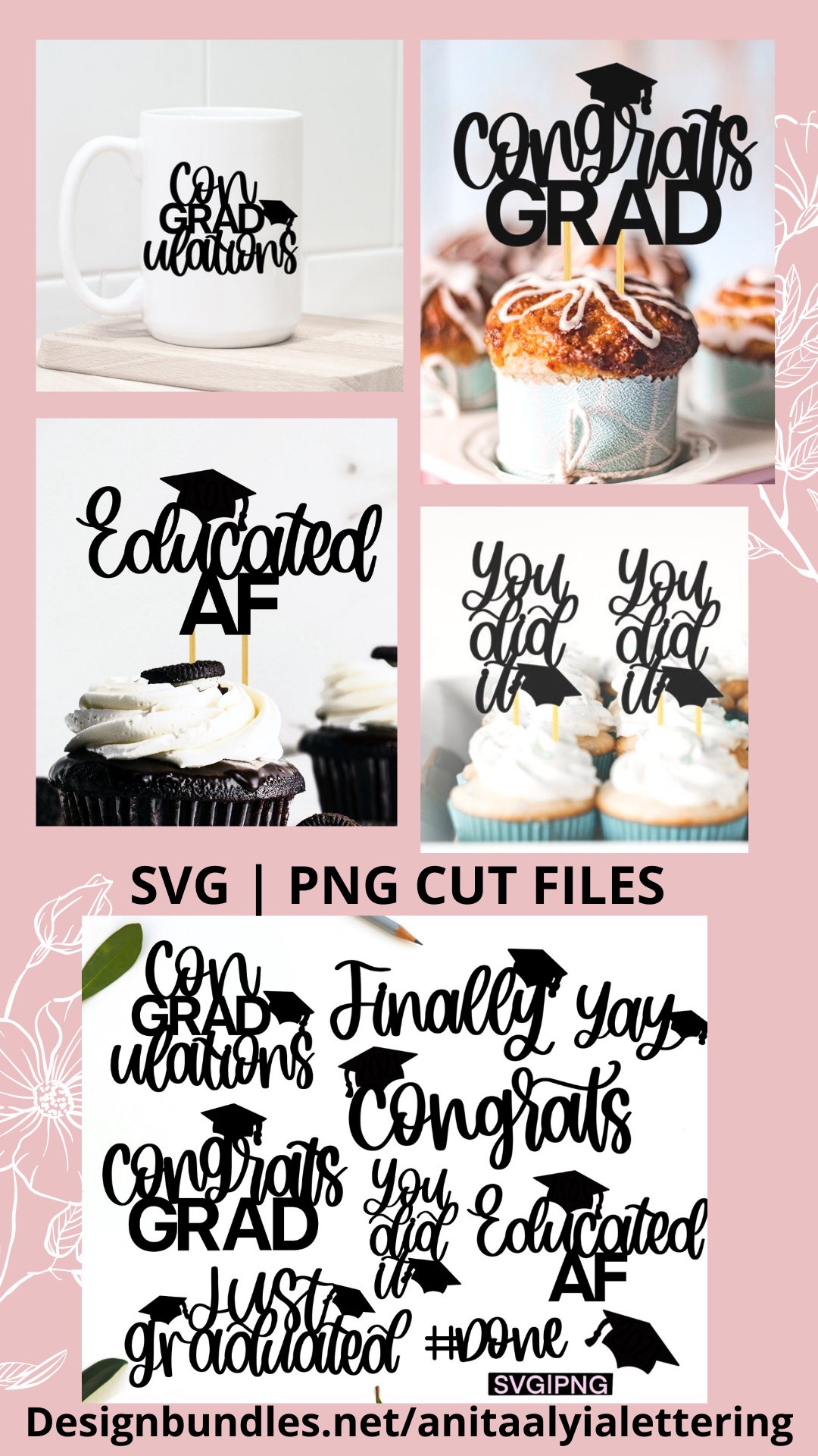 10 Graduation cake topper cut files