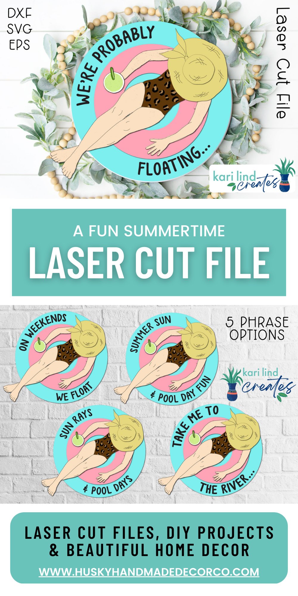 Summer time Pool Floatie Laser Cut File SVG