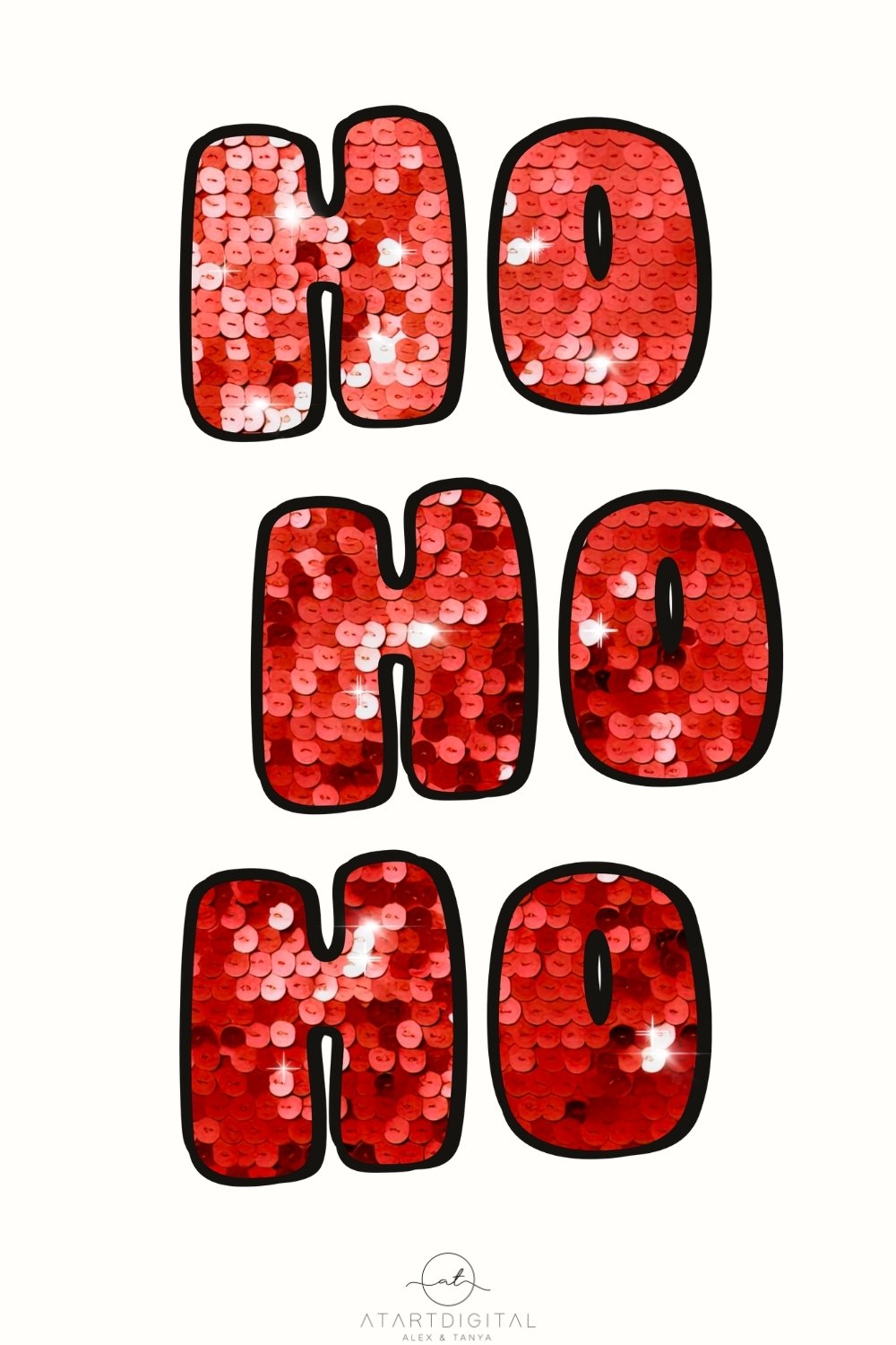 Ho Ho Ho PNG for Christmas T-Shirt Designs - Sequin Letter