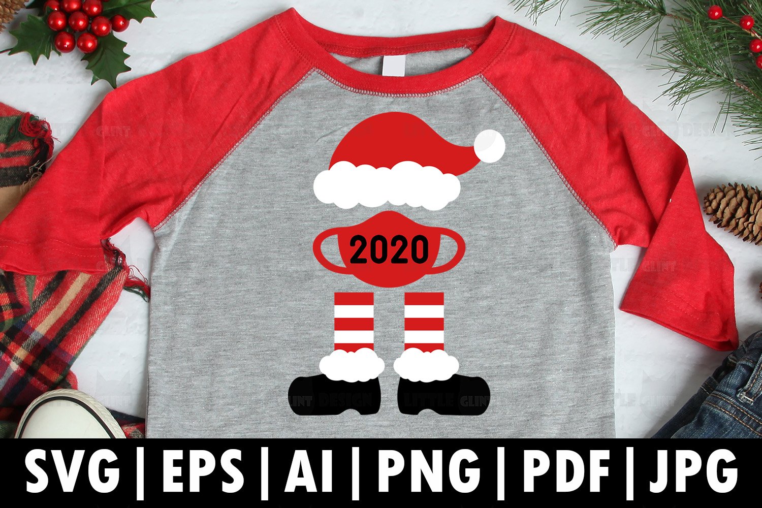 2020, Santa Mask SVG, Covid Christmas Clipart, Covid Holiday