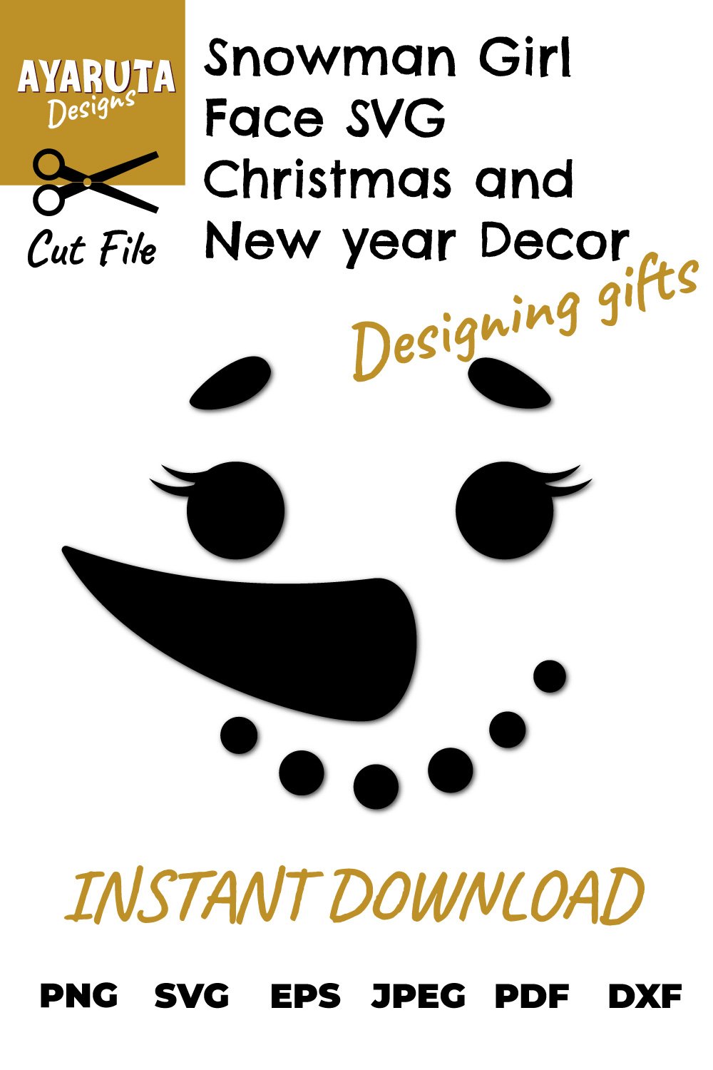 Snowman girl face SVG, Christmas New Year Winter Gift SVG