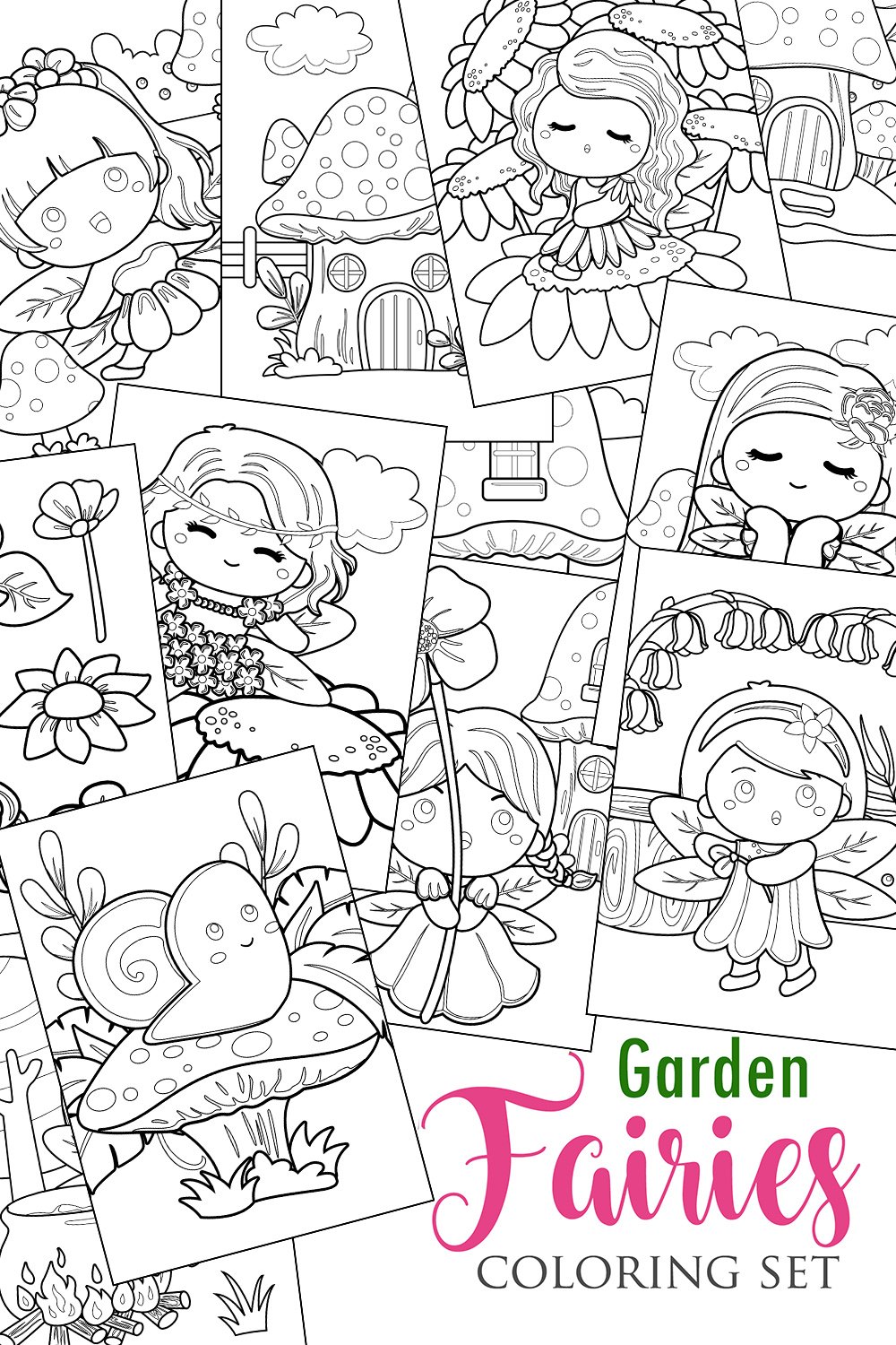 Beautiful Garden Fairies Flower Coloring Kids and Adult