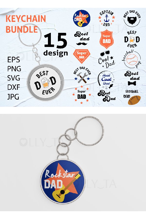 Circle keychain Dad SVG bundle | Best dad, Super (1609658)
