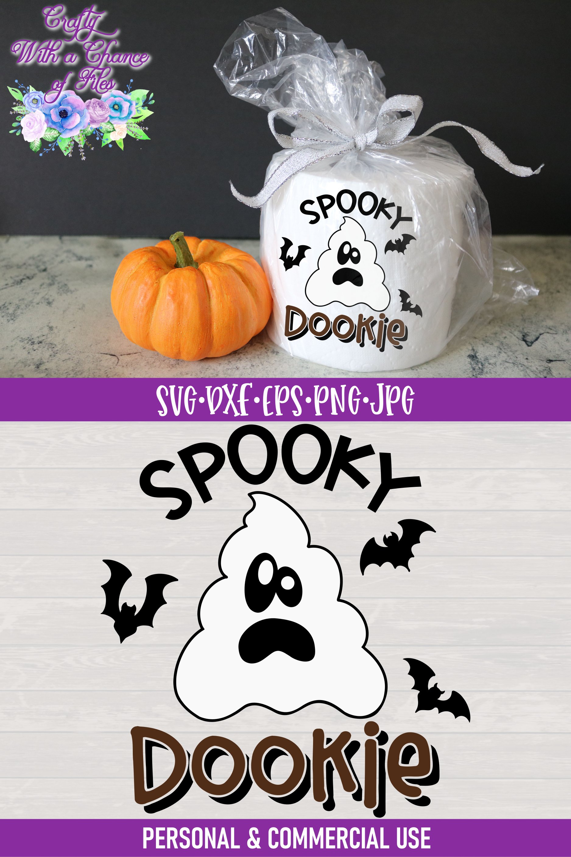 Halloween Toilet Paper SVG Spooky Dookie Ghost Poop Emoji