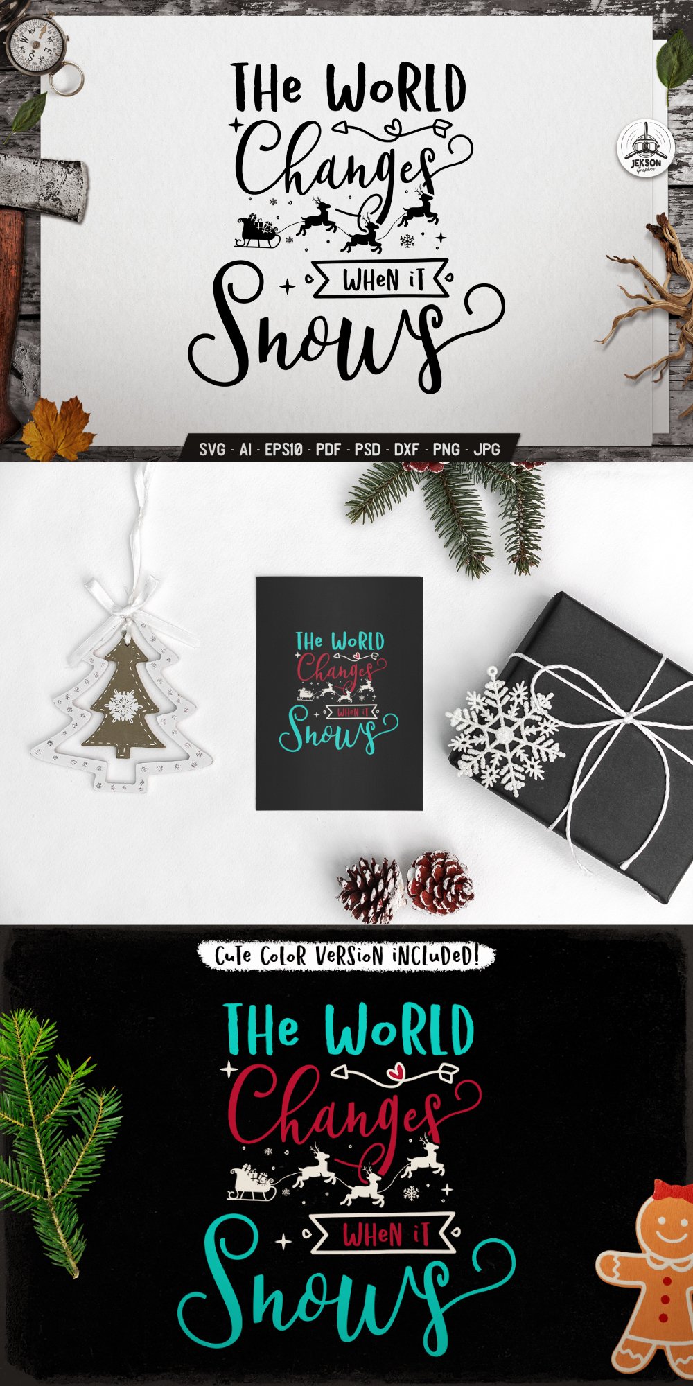 Christmas Snow SVG Quote Winter Lettering Design DXF PNG