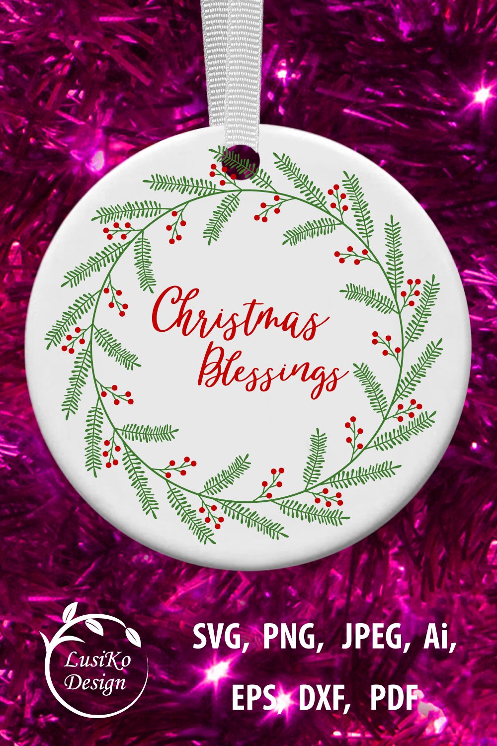 Christmas Blessings, christmas quotes. Ornament, round sign