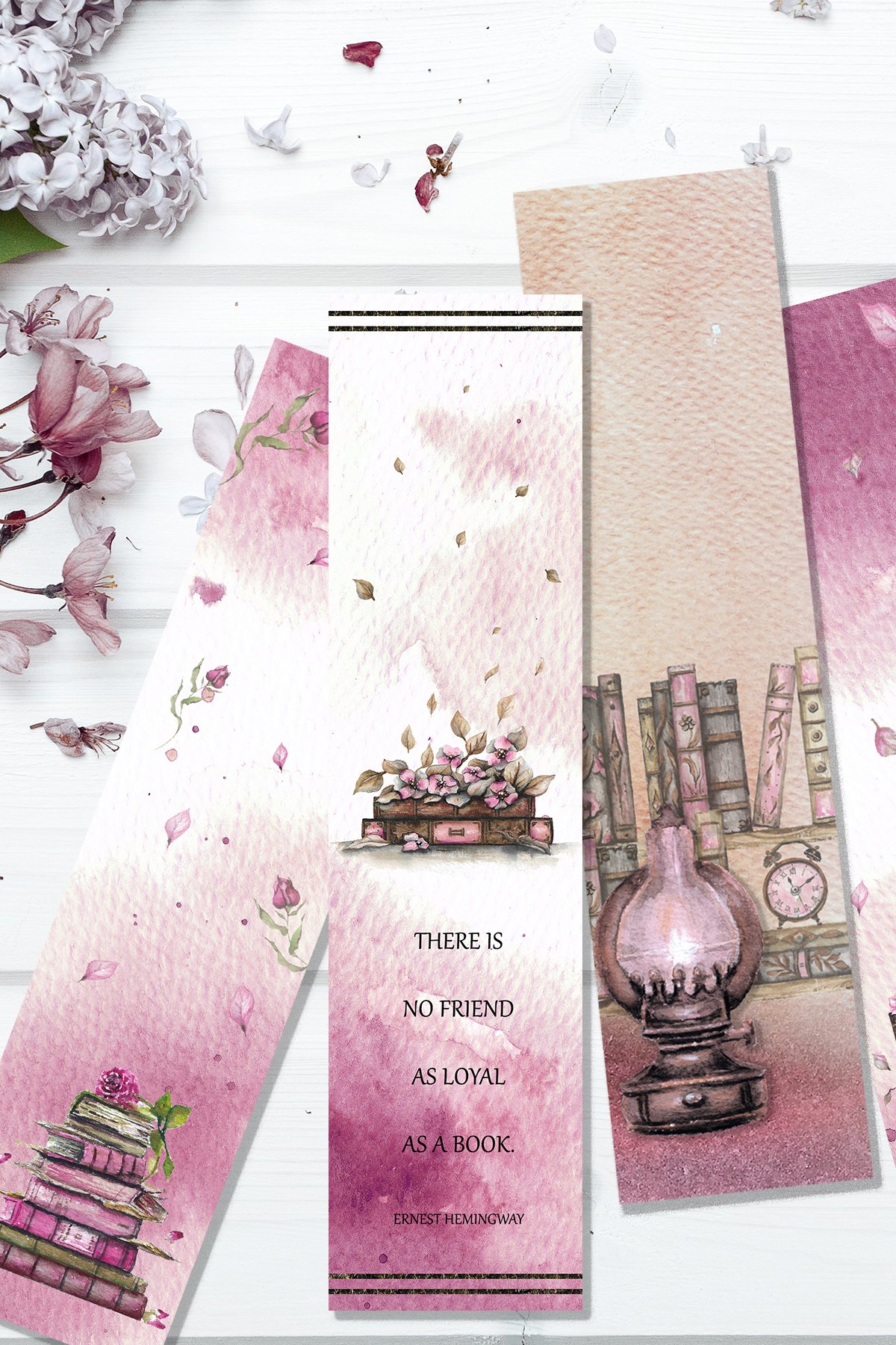 Printable Vintage Bookmarks with Watercolor Illustrations