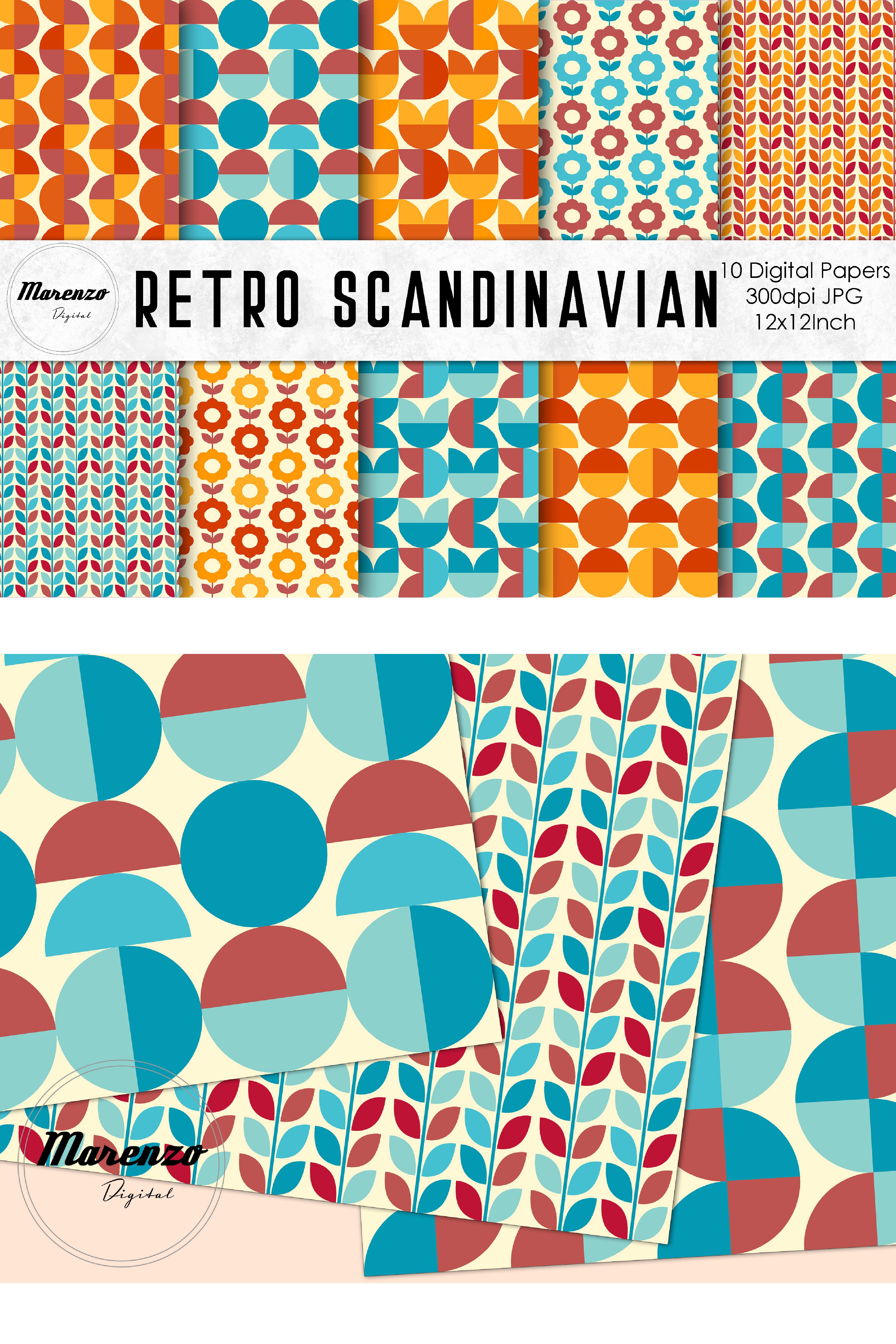 Retro Scandinavian Patterns - Digital Papers