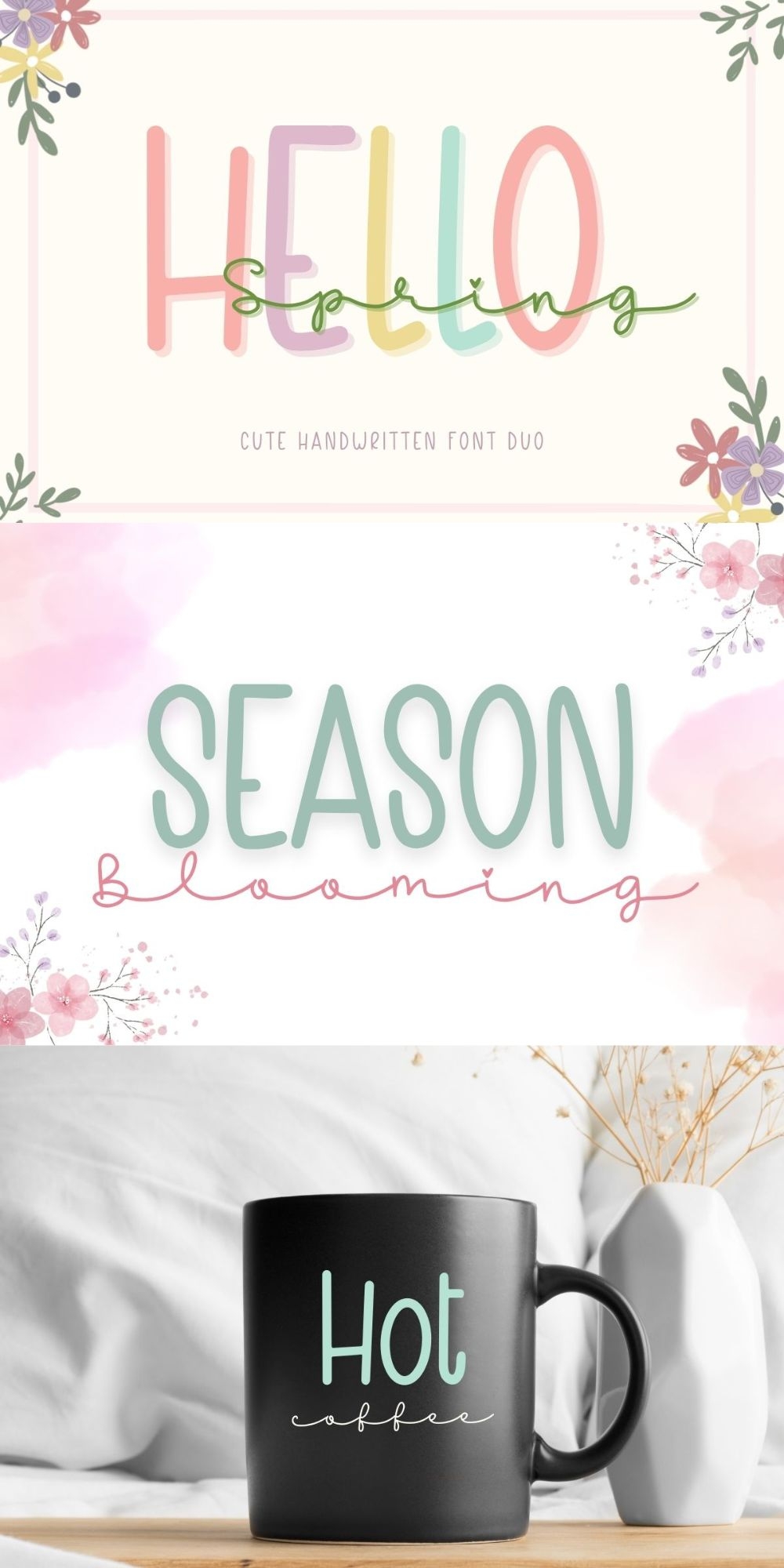 Hello Spring Font – Floral Handwritten Script font